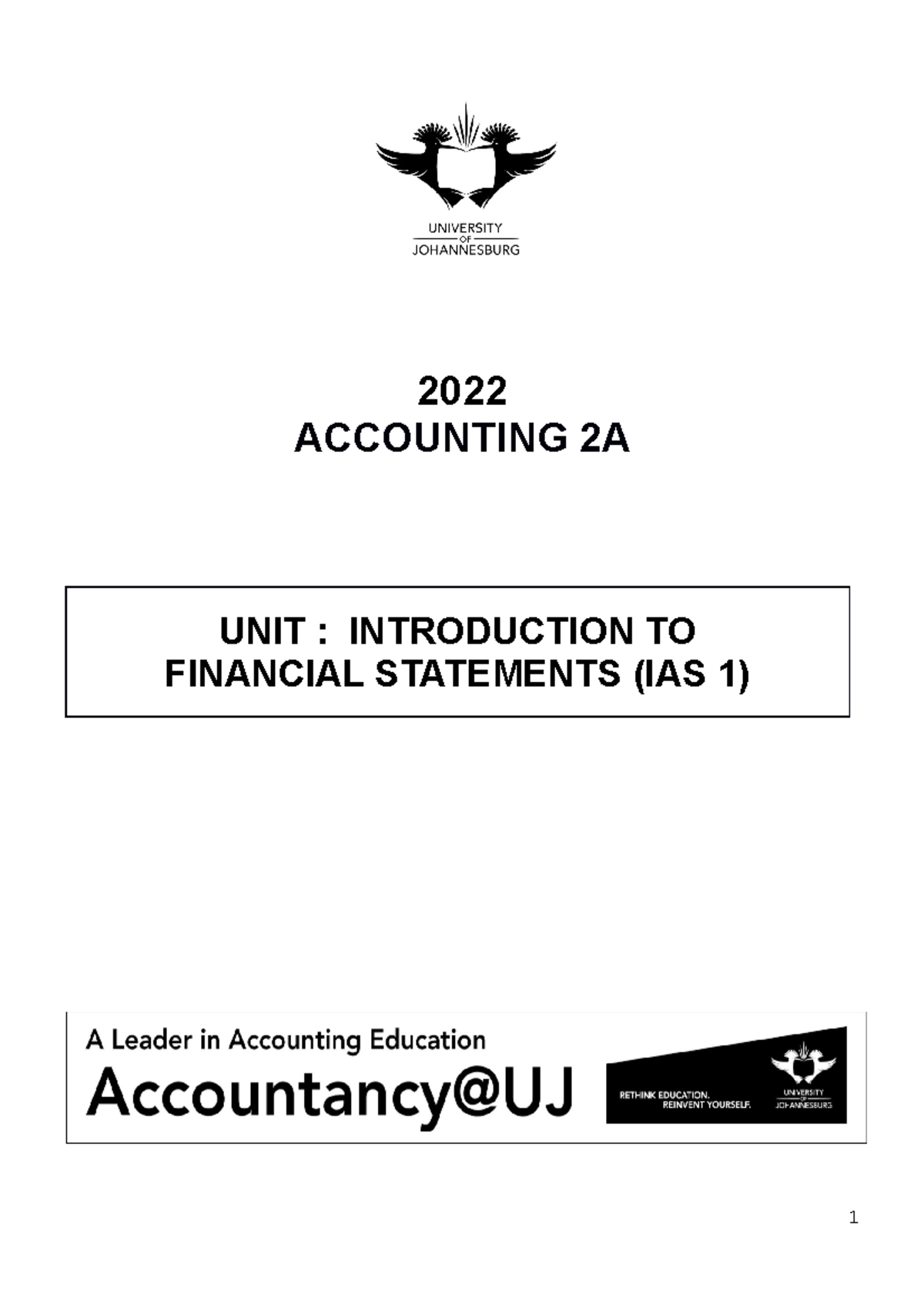 Unit -Introduction to financial statements (2022) - 2022 ACCOUNTING 2A ...