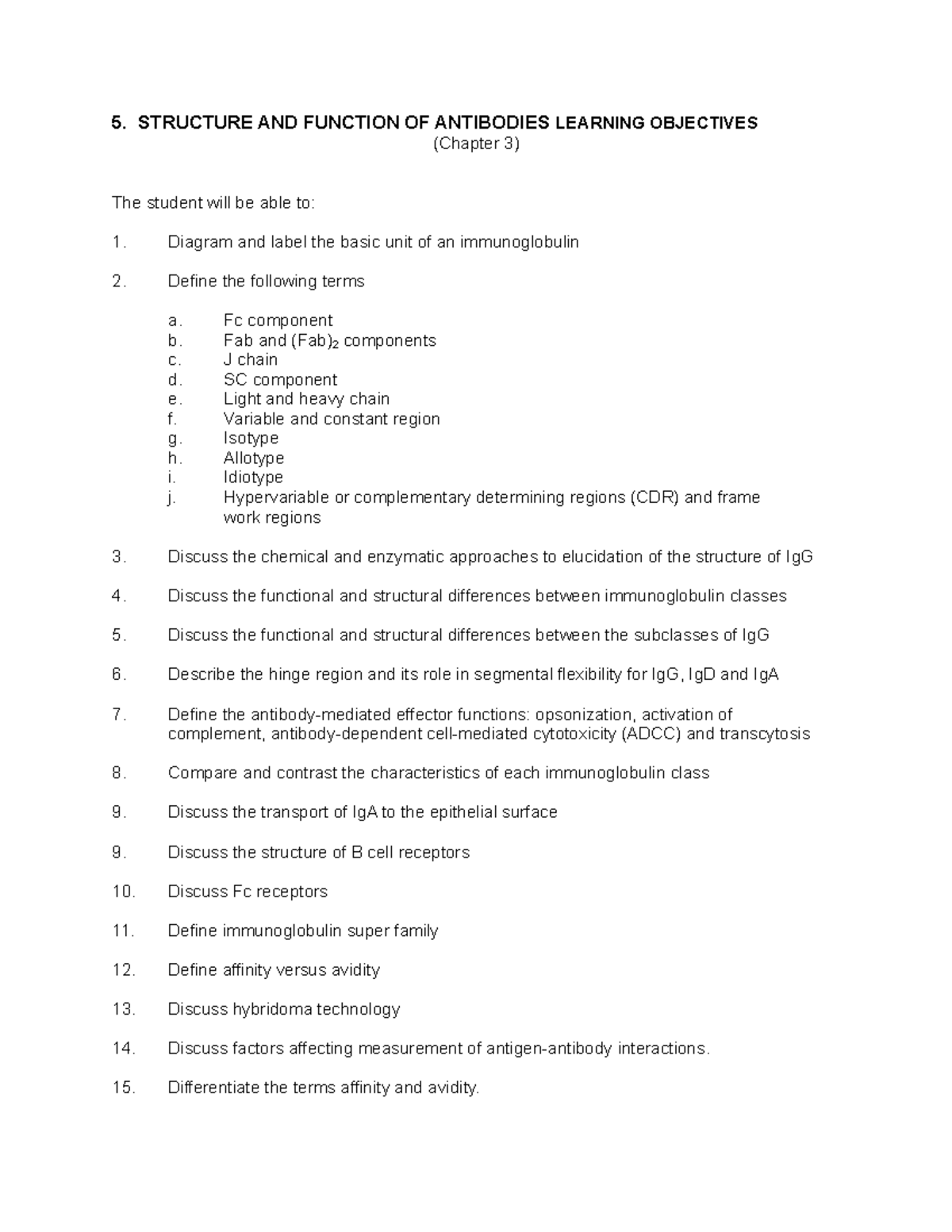5 Structure and function of antibodies 2017 - 5. STRUCTURE AND FUNCTION OF ANTIBODIES LEARNING ...