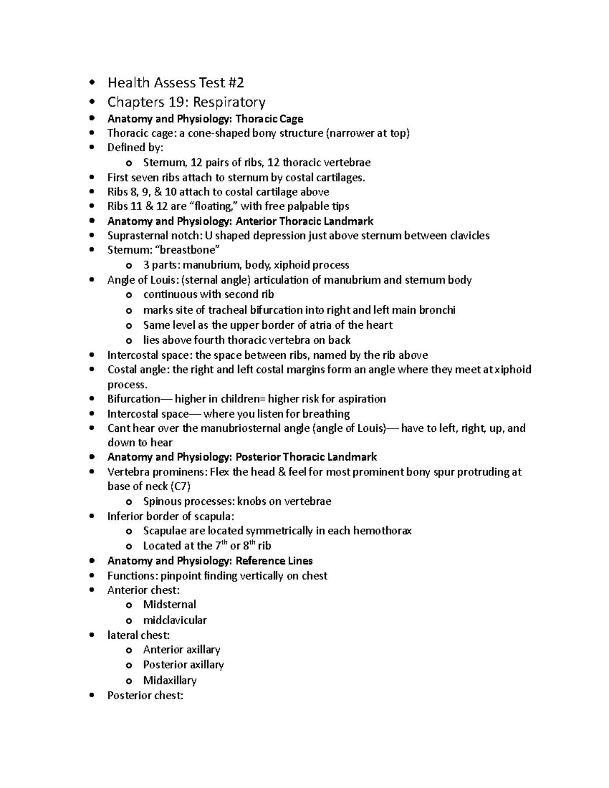 Health Assessment Test #2 - Health Assess Test Chapters 19: Respiratory ...