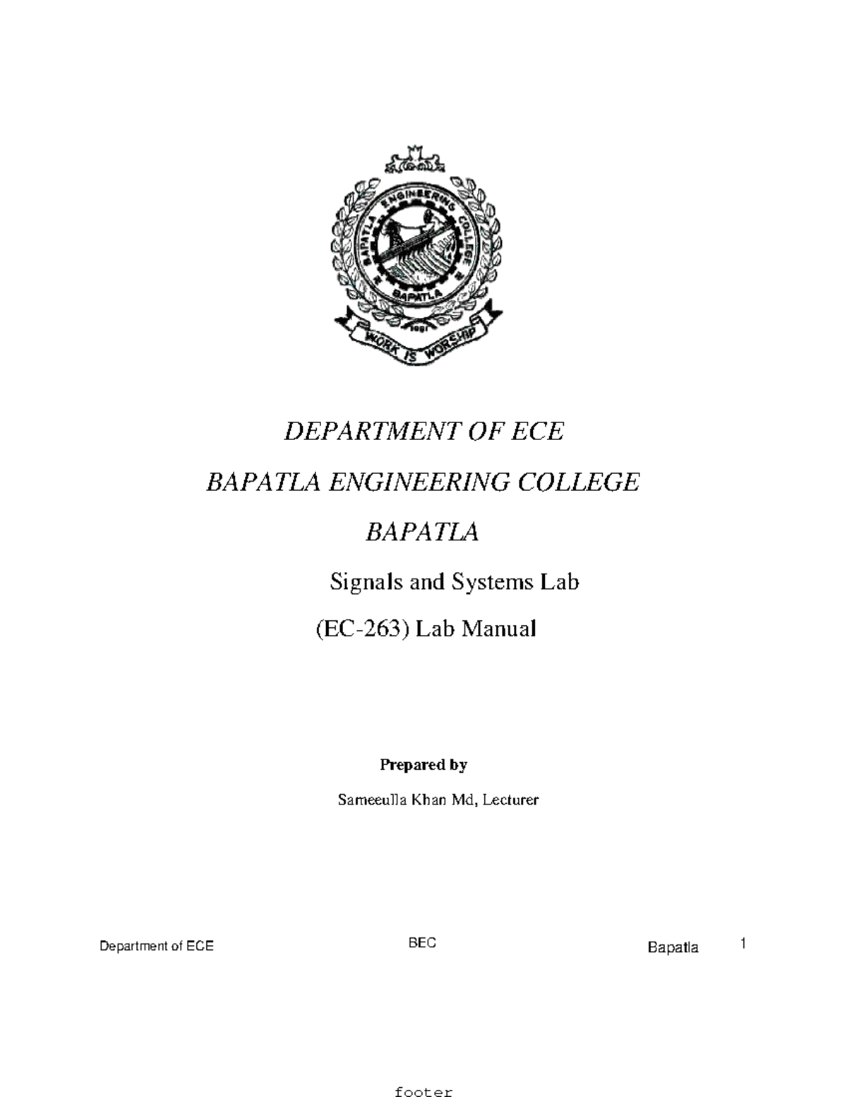lab manual for practice students in signals lab - DEPARTMENT OF ECE ...