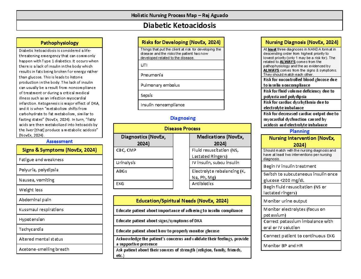 DKA Concept Map - Holistic Nursing Process Map – Rej Aguado Diabetic ...