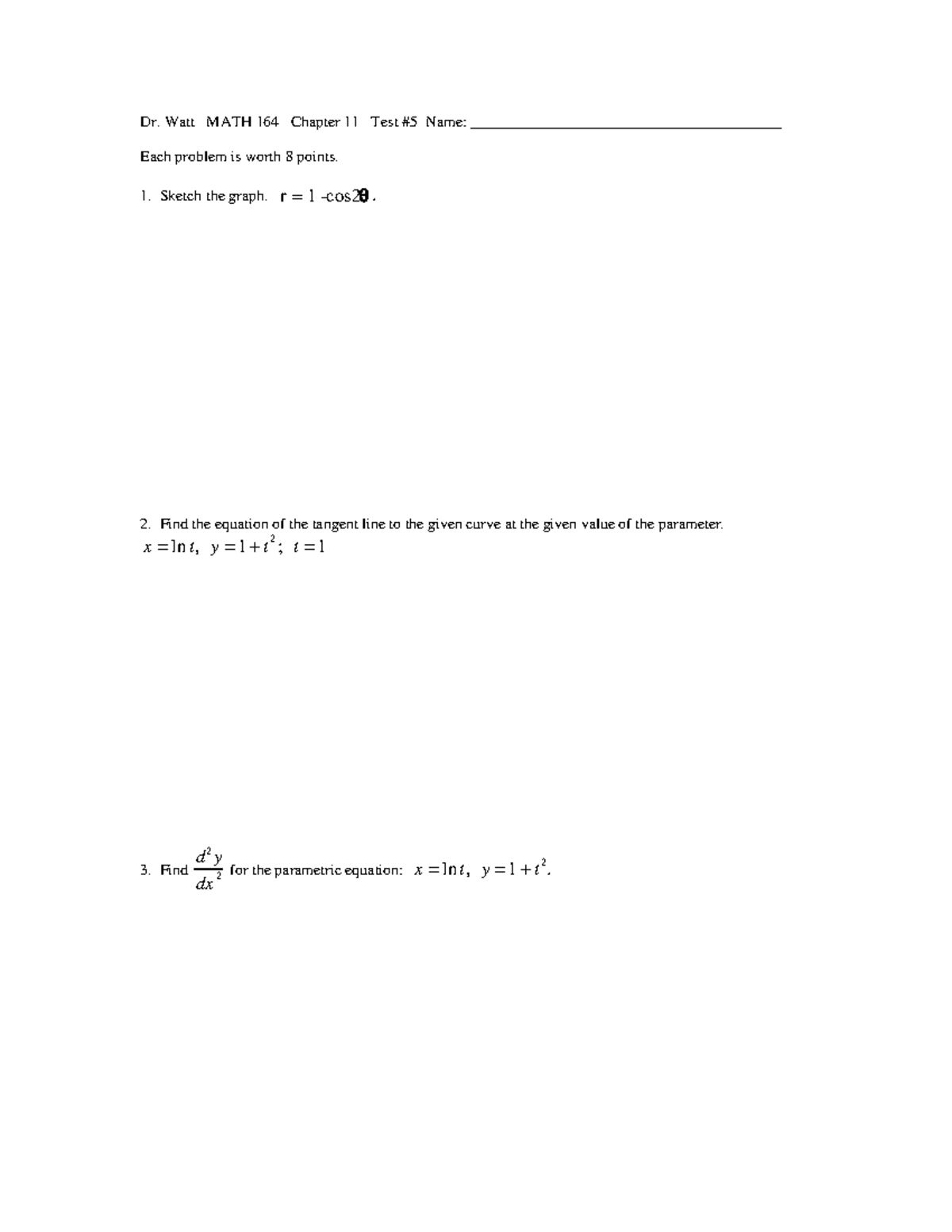 164Test Chapter 11 - Test problems solutions to Math 164 (Same as math ...