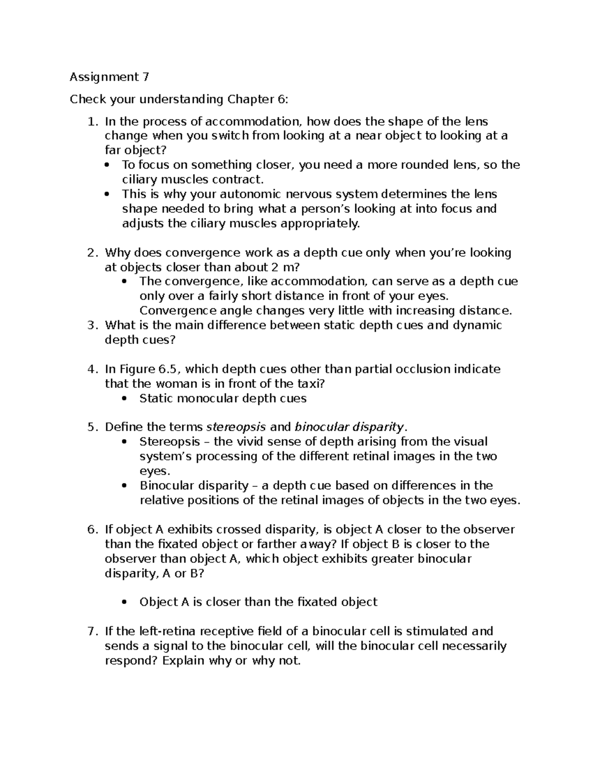 Assignment 7 PSY361 Fall 2018 - Assignment 7 Check your understanding ...