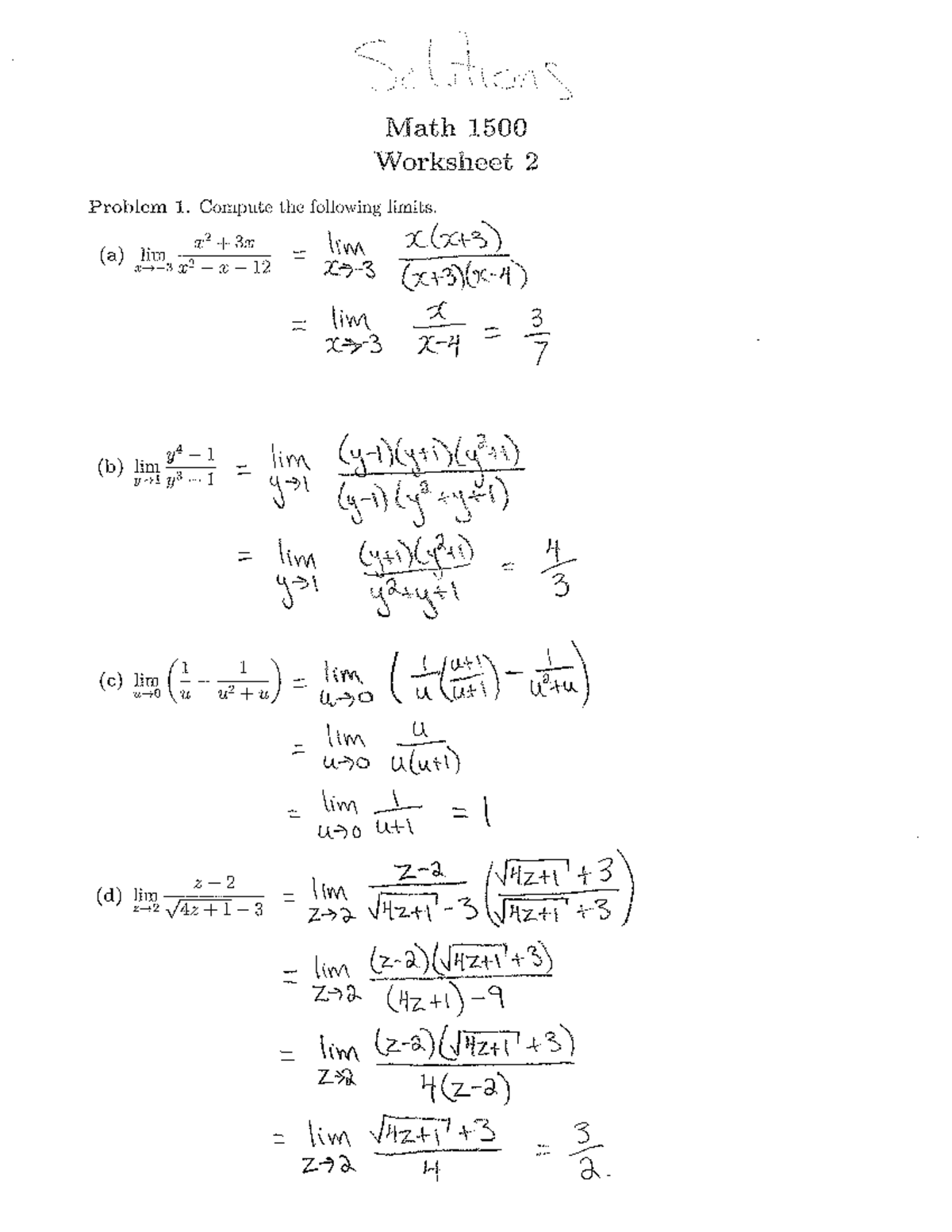Worksheet 2 - Solutions - MATH 1500 - Studocu