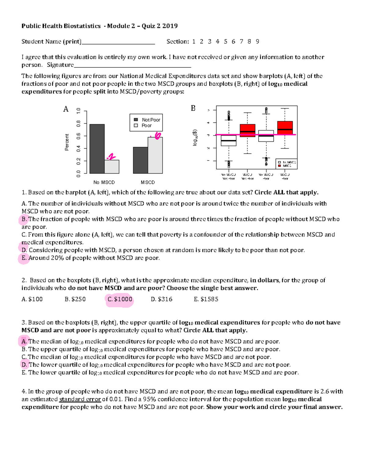Module 2quiz2019 allcorrect - **Public Health Biostatistics - Module 2 ...