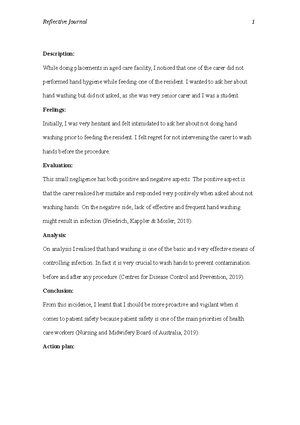 Medication administration - The critical reflection will follow Gibbs ...