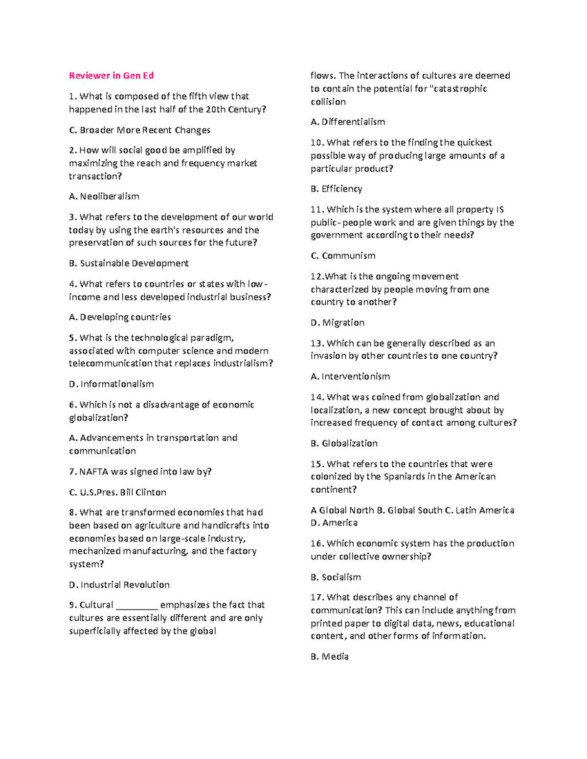 Reviewer in Gen Ed - Reviewer in Gen Ed What is composed of the fifth ...