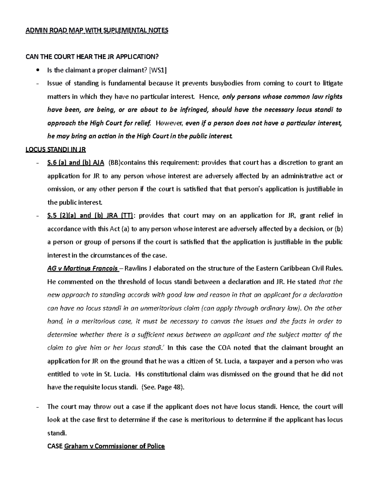 Administrative Law - Road map and Notes - ADMIN ROAD MAP WITH ...