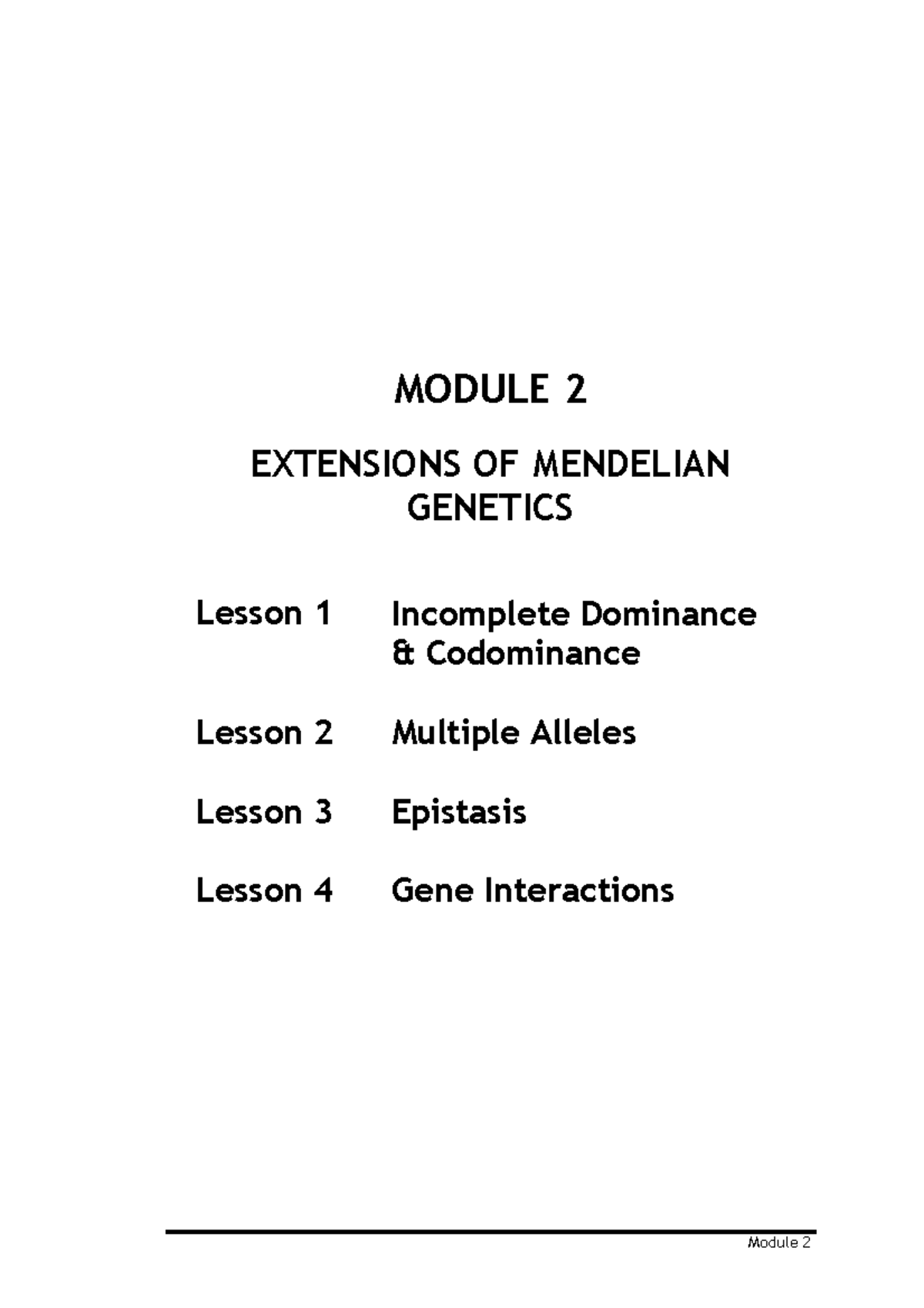 Lesson 1 Incomplete Dominance and Codominance - Module 2 MODULE 2 ...