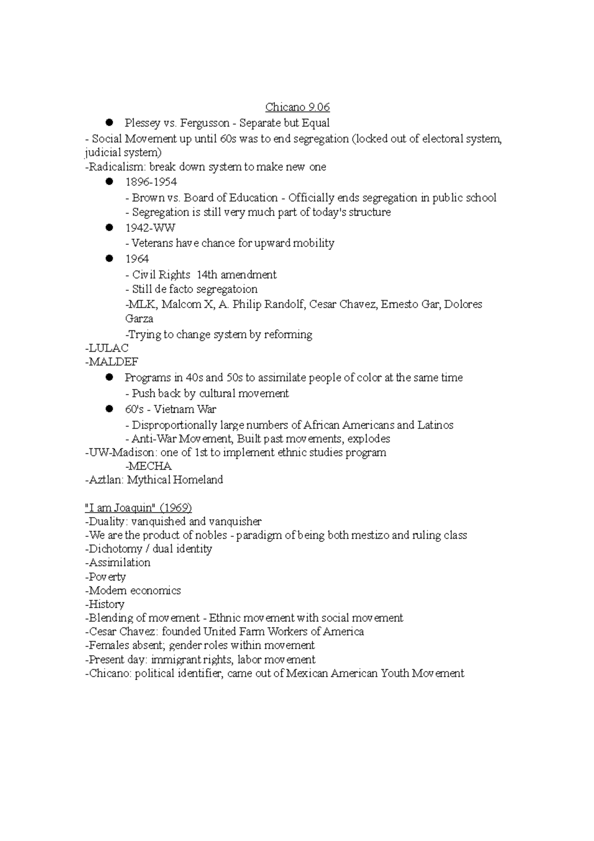 Lecture note to Chicano 101 - Chicano 9 Plessey vs. Fergusson ...