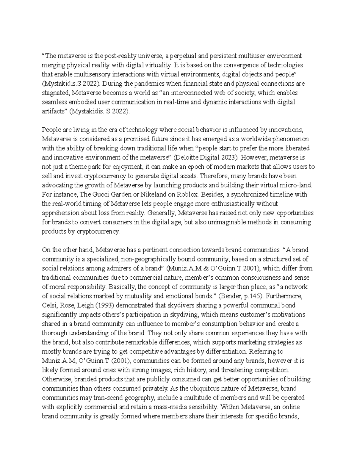 Meta-verse essay - “The metaverse is the post-reality universe, a ...