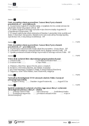 621249377 Sprawdzian 5 Wersja a Prl PDF - Sprawdzian 5. Polska Rzeczpospolita Ludowa grupa A ...