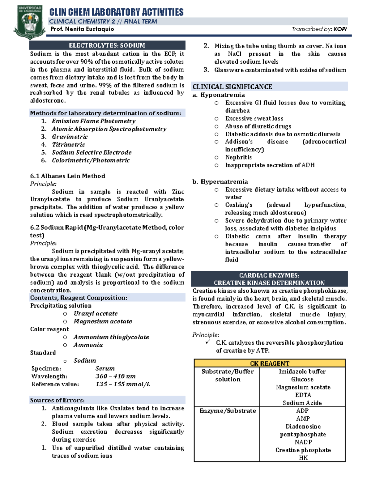CLIN CHEM Activities Compilation - CLIN CHEM LABORATORY ACTIVITIES ...