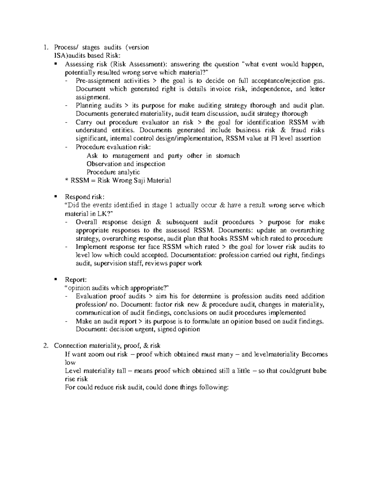 Assessing risk - Resume Accounting - Process/ stages audits (version ...
