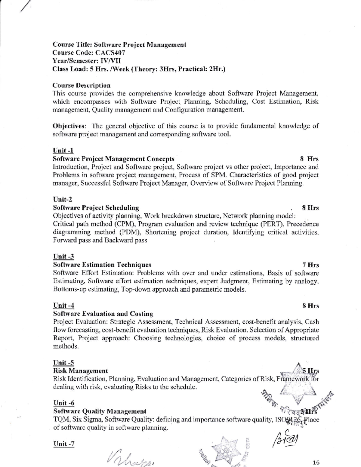 Elective softwareprojectmanagement seventhsemester - Computer Application - Studocu