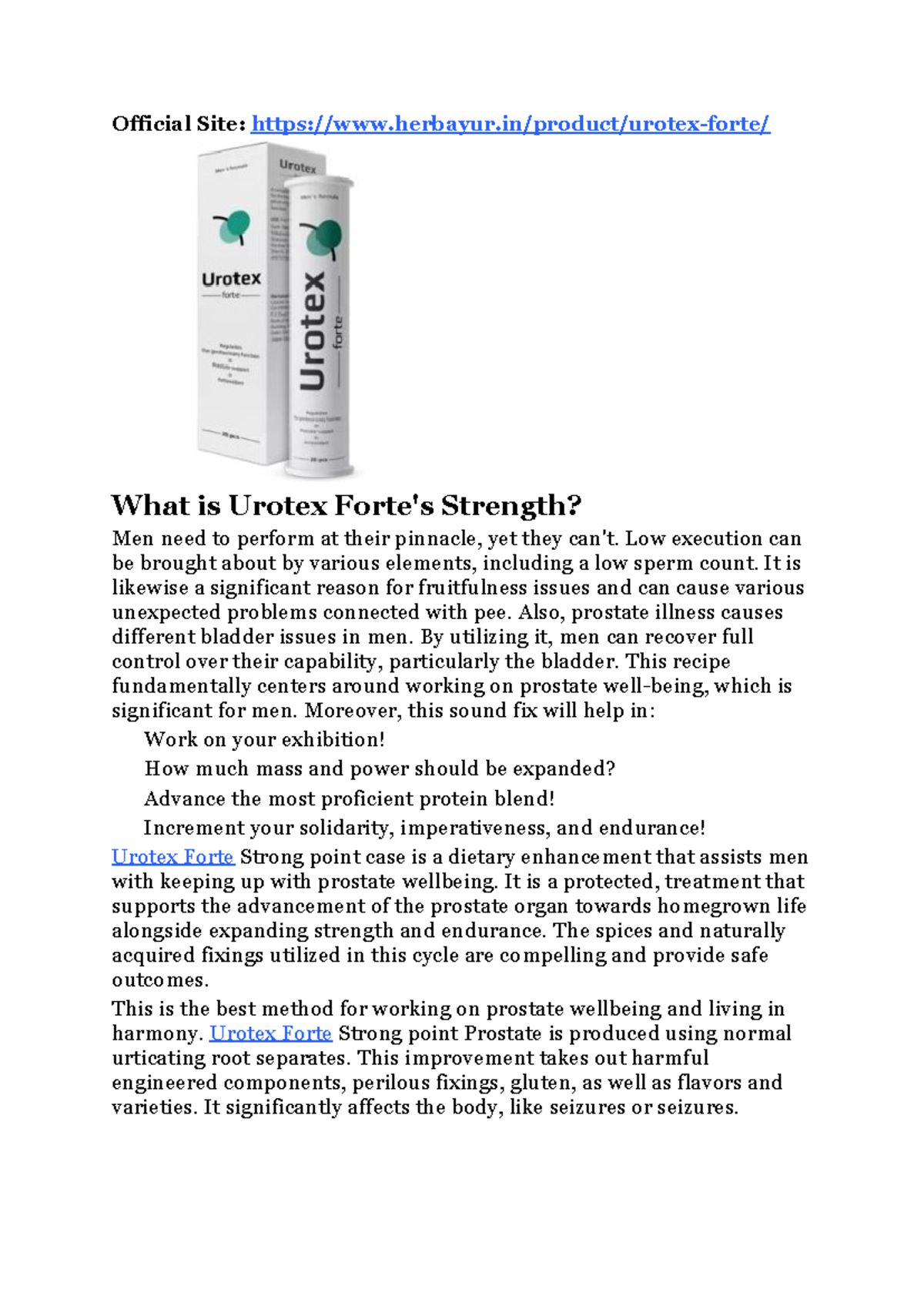 Urotex Forte "INDIA" Support Prostate Health And Boost Energy ...