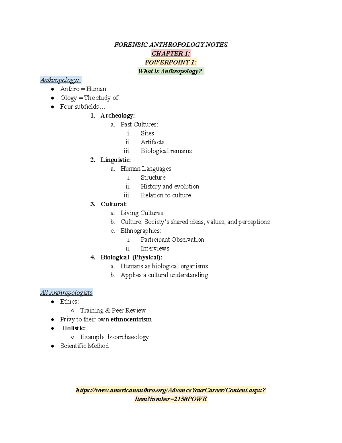 Forensic Anthropolgy Notes - FORENSIC ANTHROPOLOGY NOTES CHAPTER 1 ...