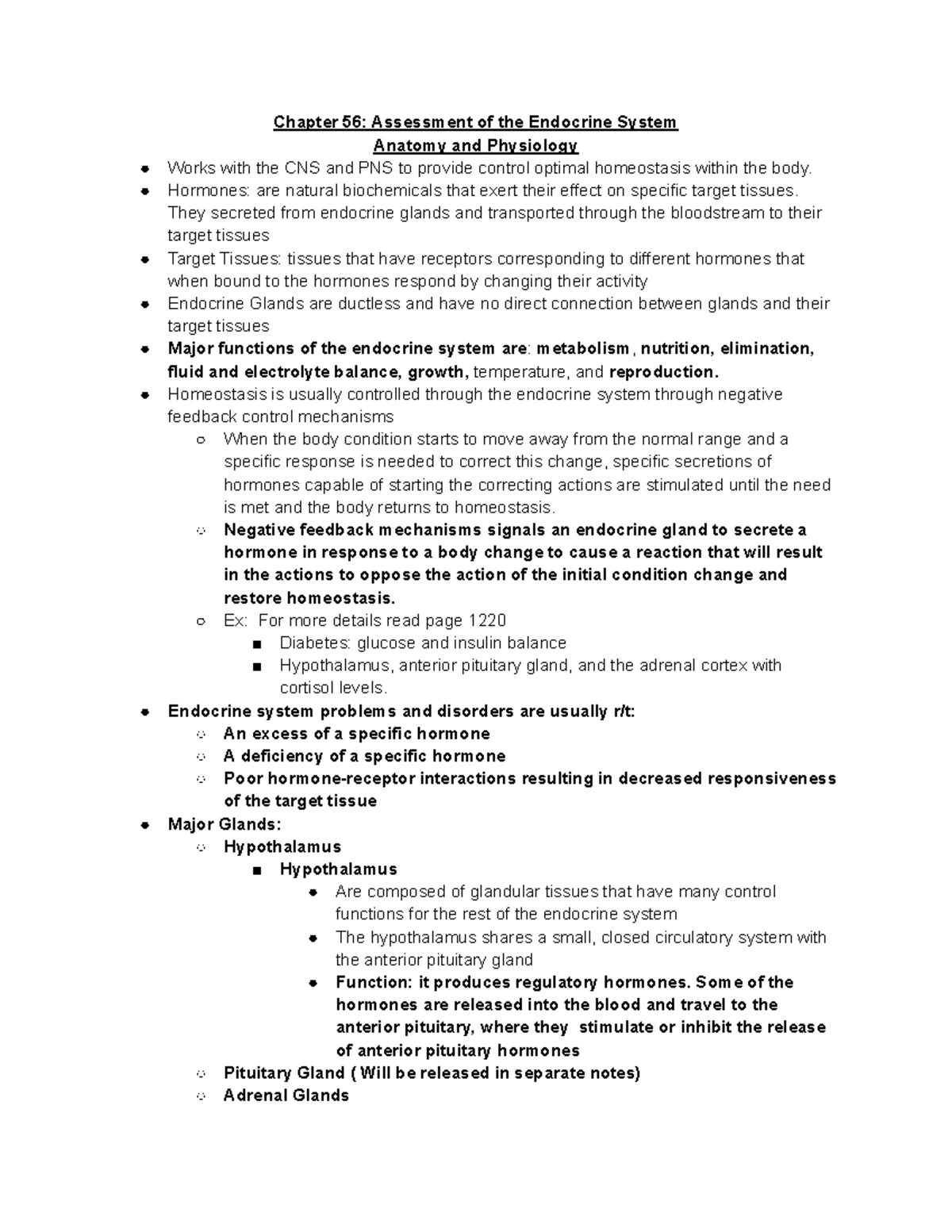 Endocrine System Overview Assessment - Chapter 56: Assessment of the ...