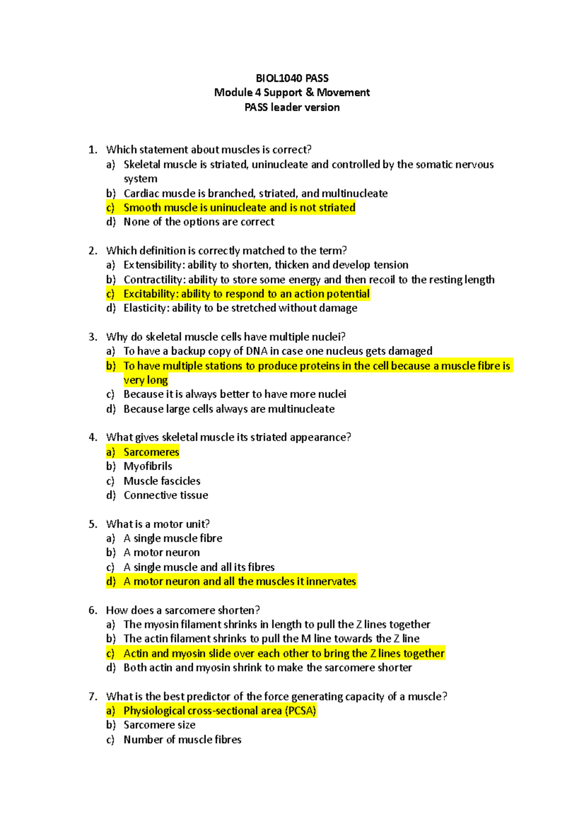 Module 4 PASS As - BIOL1040 PASS Module 4 Support & Movement PASS ...