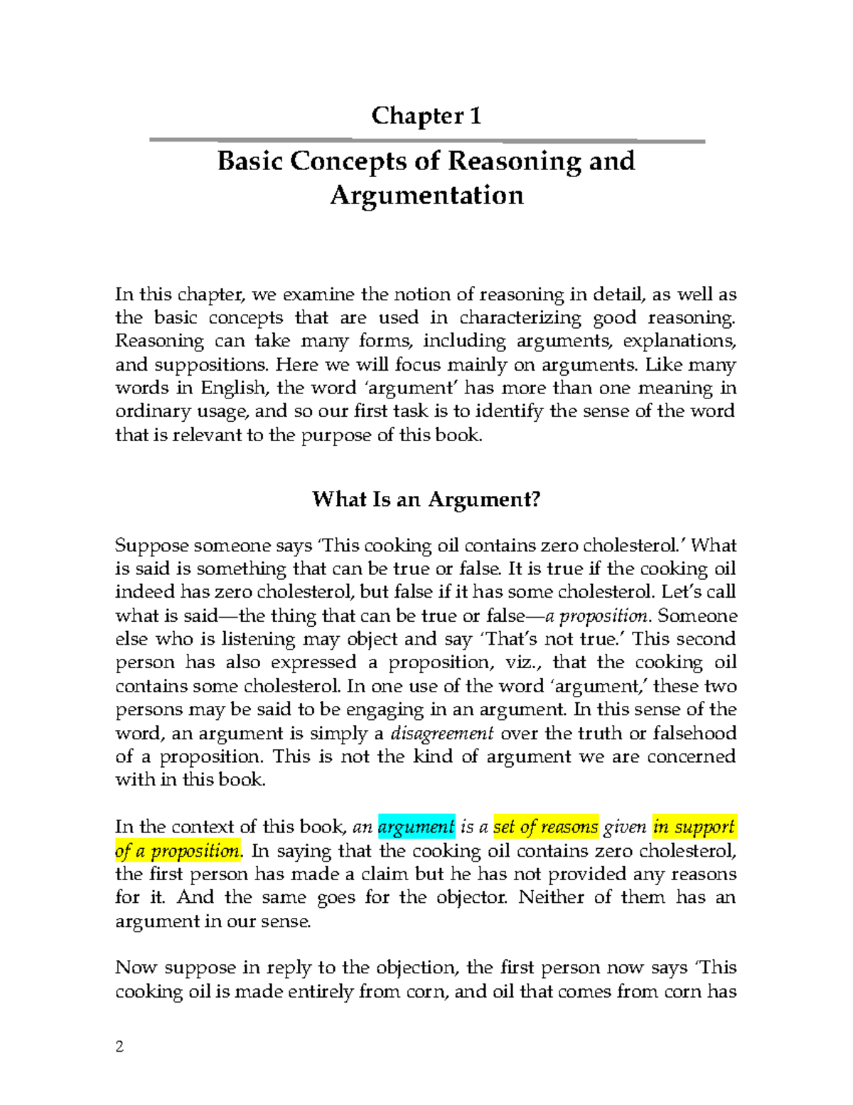 Chapter 1 - Basic Concepts - Chapter 1 Basic Concepts of Reasoning and Argumentation In this ...