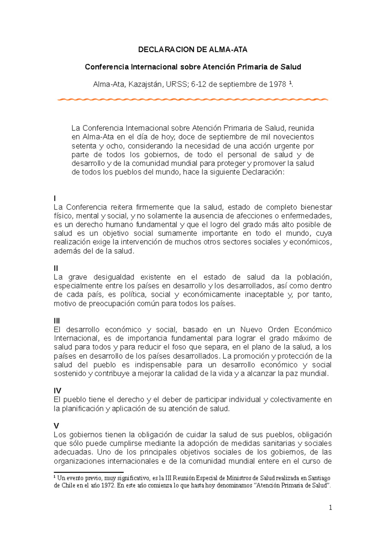 1978-Declaracion Alma Ata - DECLARACION DE ALMA-ATA Conferencia ...