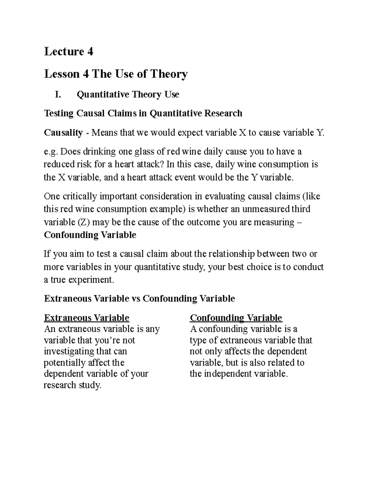 Lecture 4 - lesson 4 the use of theory - Lecture 4 Lesson 4 The Use of ...