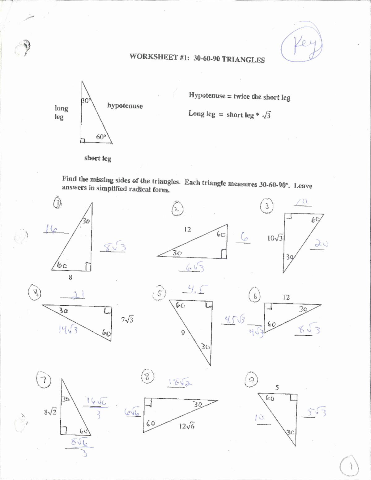 Special right triangle packet answer key - Statistics and Probabilities ...