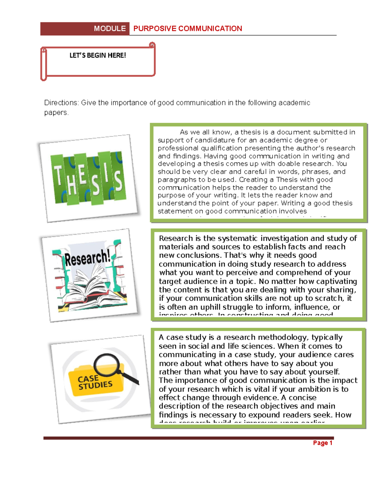 Purposive Communication- Course 07 - LET’S BEGIN HERE! PURPOSIVE ...