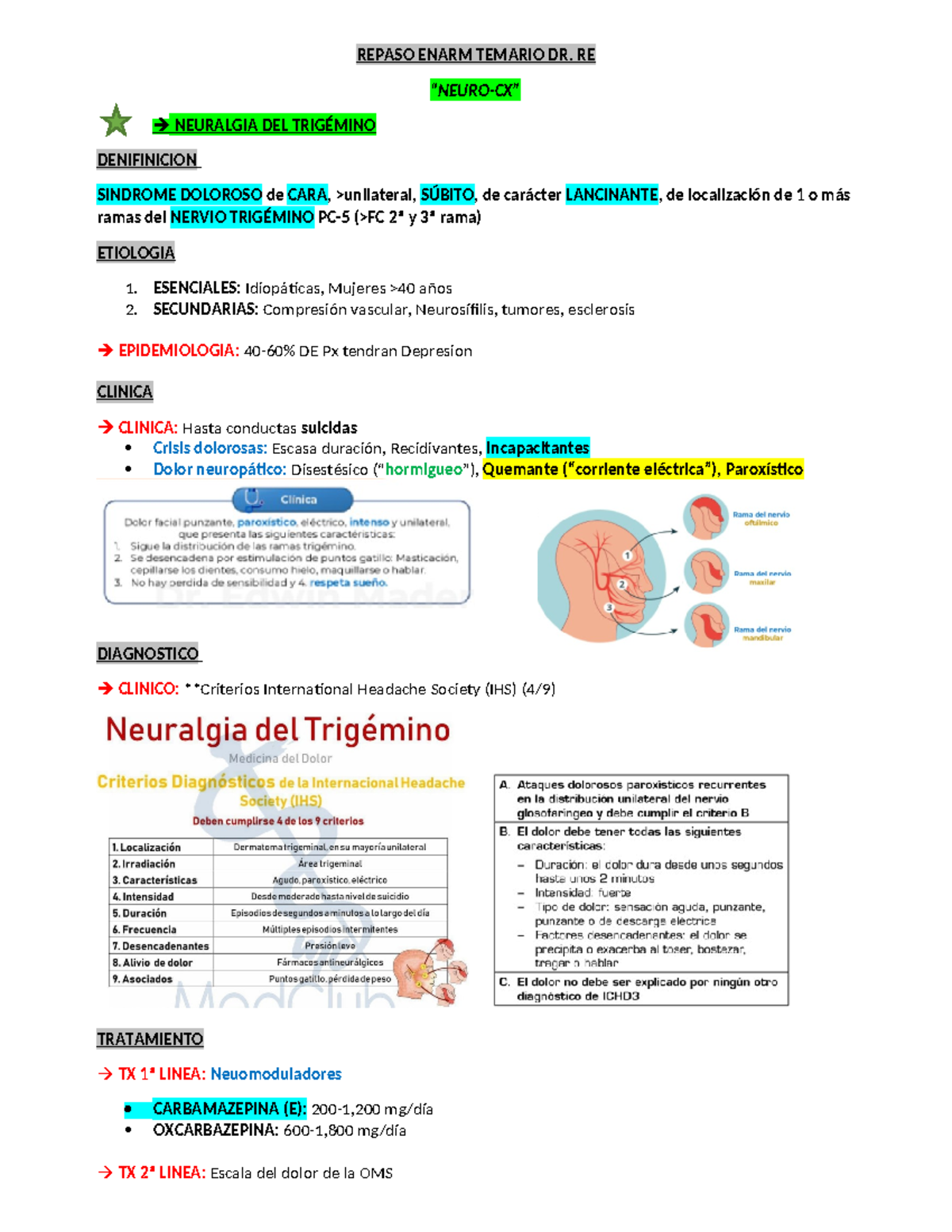 Repaso Neuro CX Enarm RE - REPASO ENARM TEMARIO DR. RE “NEURO-CX ...