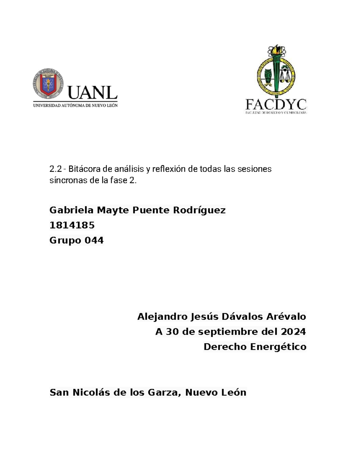 GMPR bitácora2 - Bitácora de análisis y reflexión de todas las sesiones síncronas de la fase ...