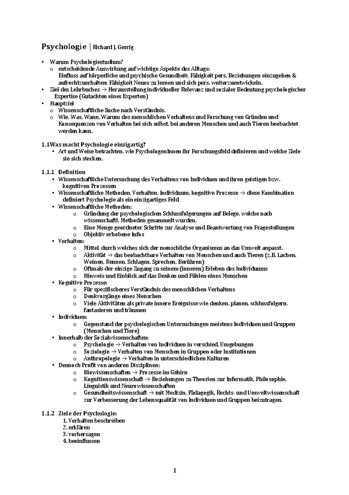 Kapitel 1 - ZF des Buches - Psychologie ⏐Richard J. Gerrig Warum ...