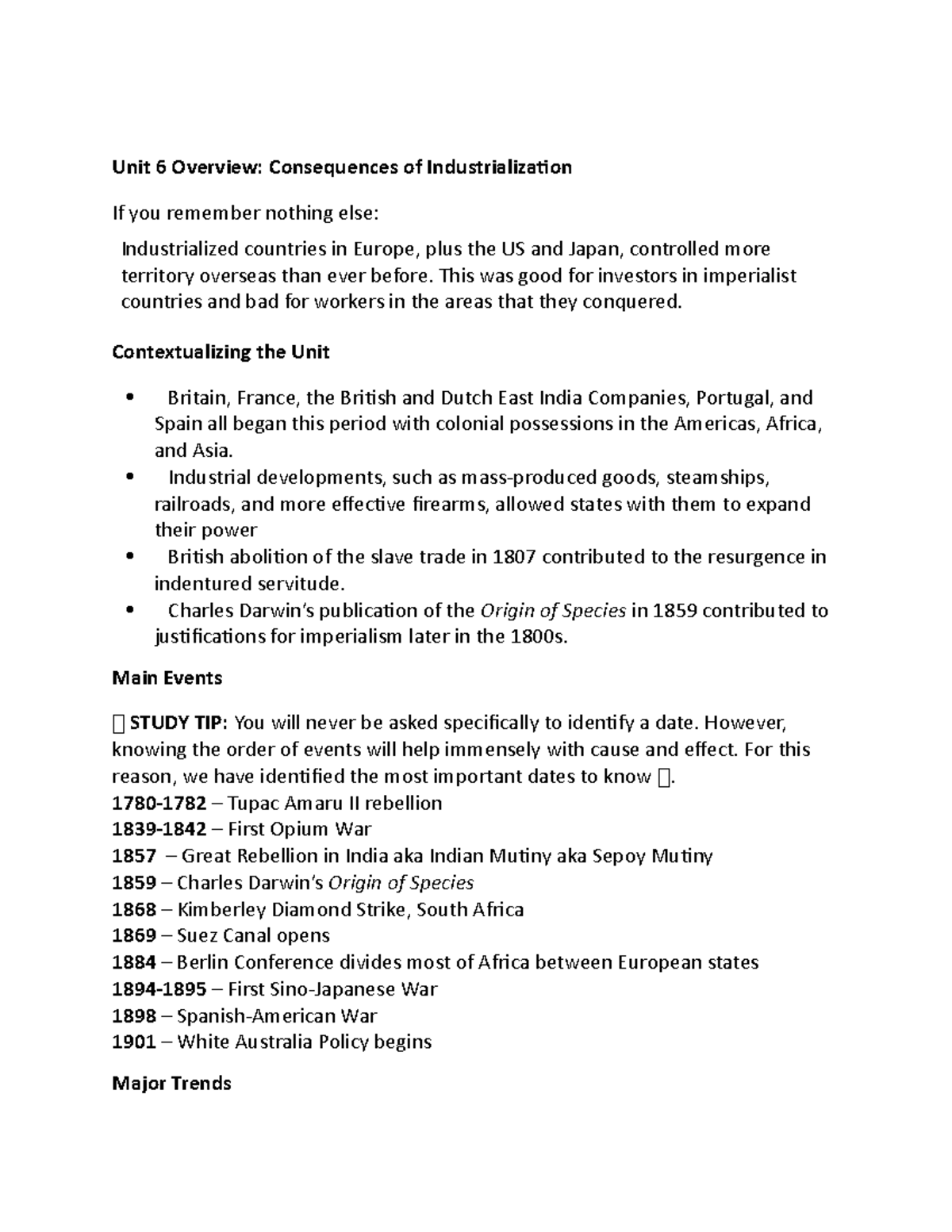 Unit 6 Overview- Consequences of Industrialization - Unit 6 Overview ...