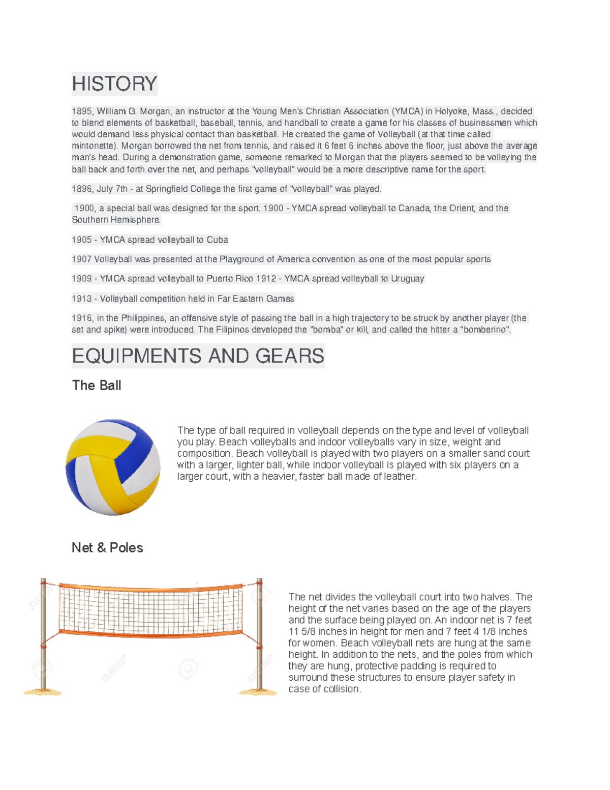 Sports: Volleyball Basic Skills in Playing - HISTORY 1895, William G ...