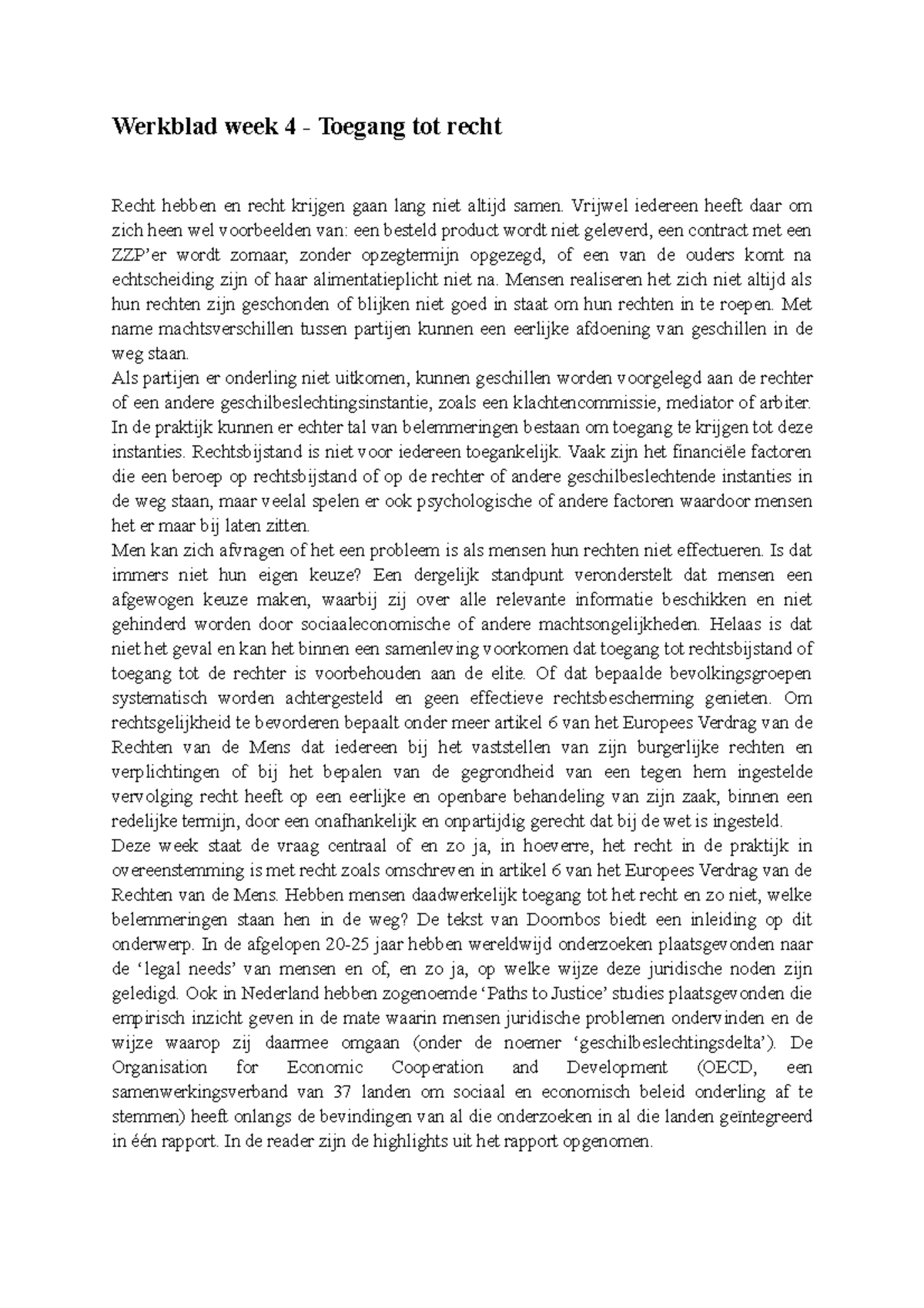 Werkblad week 4 Toegang tot recht - Werkblad week 4 - Toegang tot recht ...