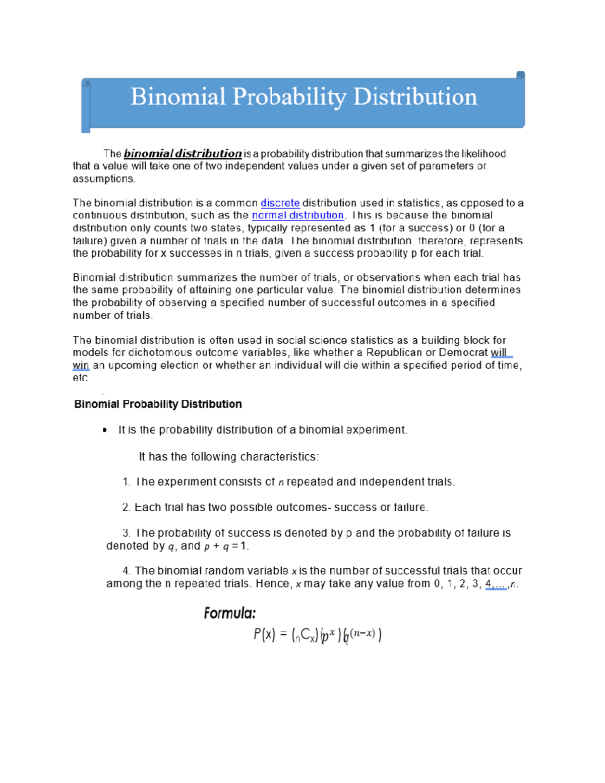 Lesson 6 - Binomial-Probability-Distribution - Binomial Probability ...
