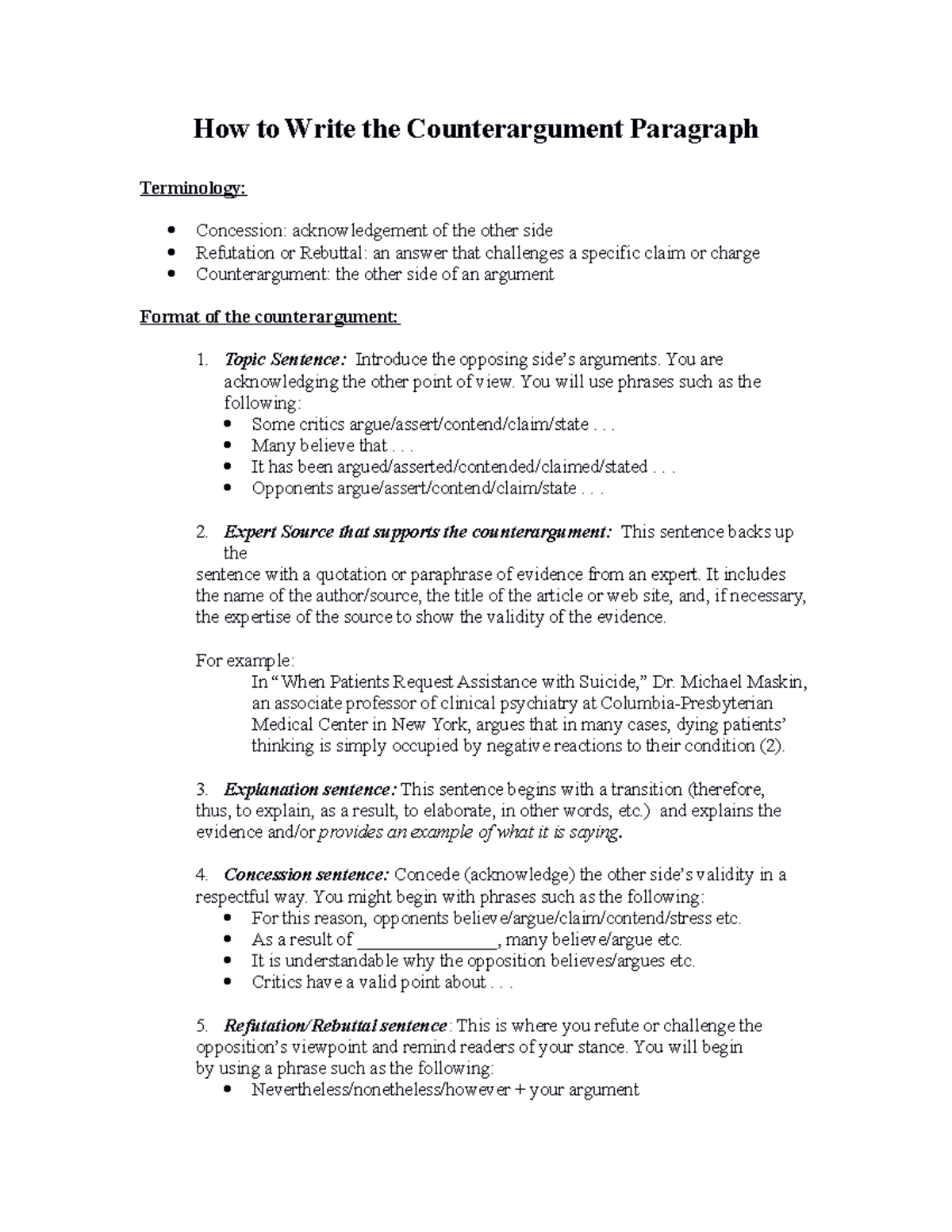 How to write the counter argument paragraph - How to Write the ...