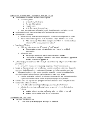 Reading Notes 3 - Antony Problem of Evil Louise Antony - Professor of ...