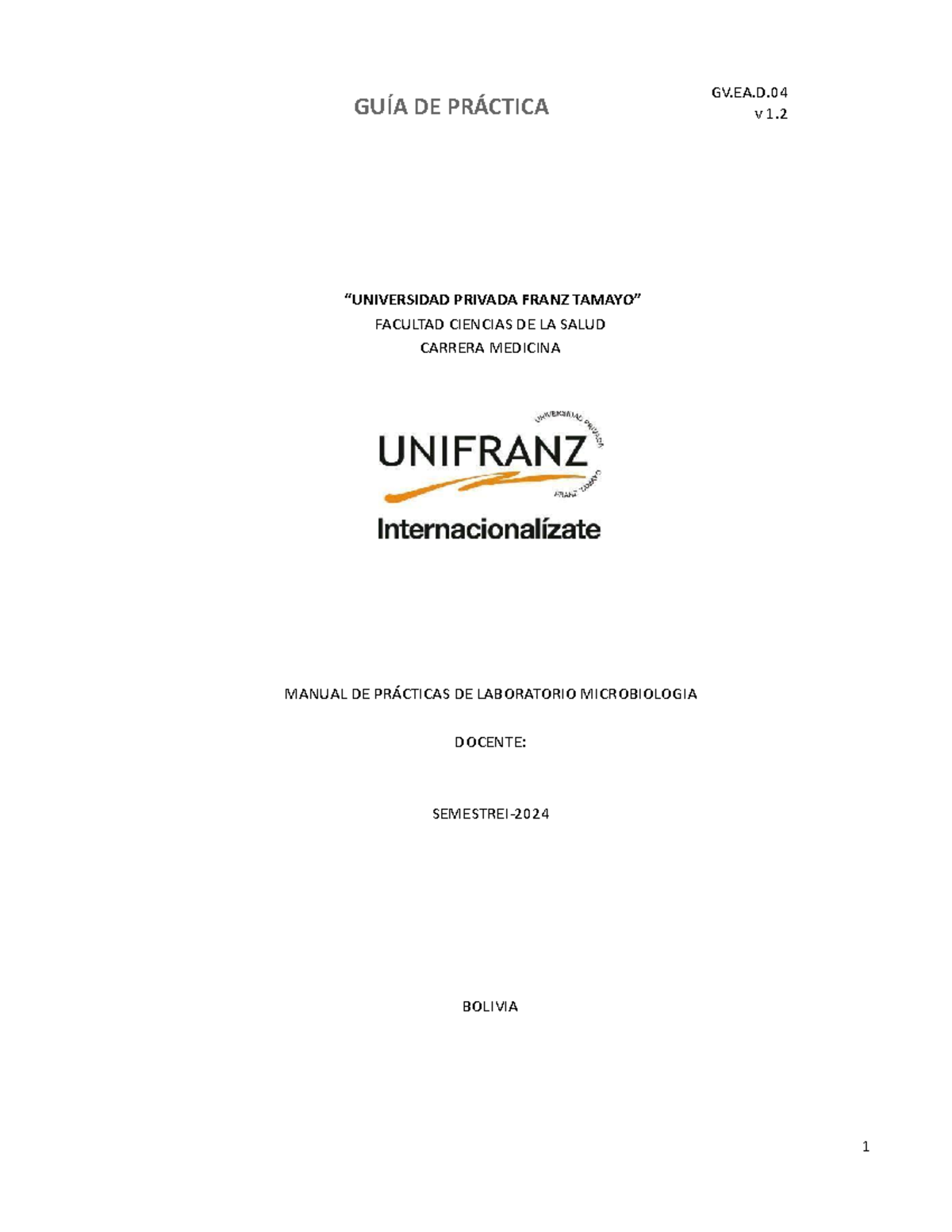 GUIA DE Practicas Microbiologia - GUÍA DE PRÁCTICA v 1. “UNIVERSIDAD ...