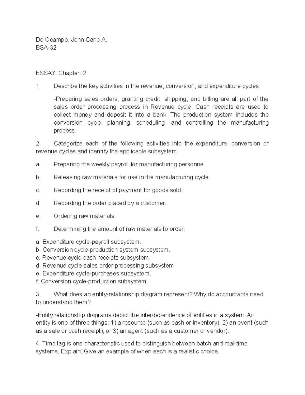 (AIS-Chapter 2-Assignment) - De Ocampo, John Carlo A. BSA- ESSAY ...
