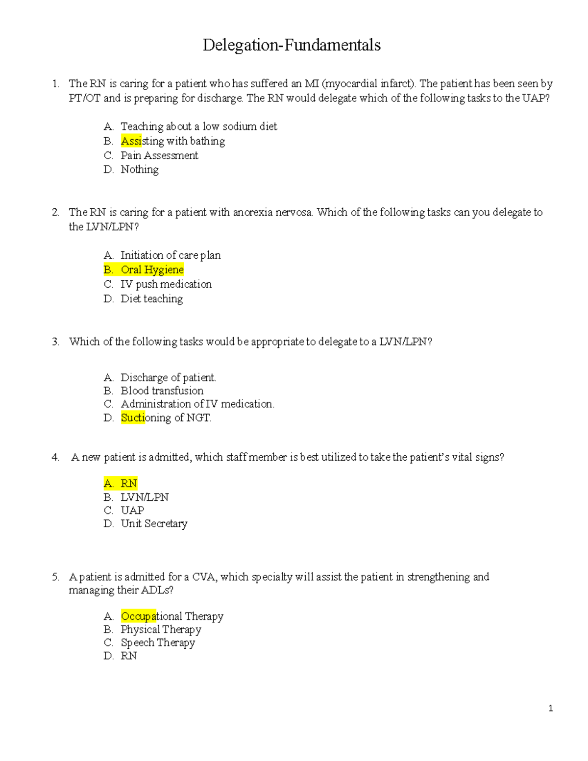 Fundamentals Delegation Activity - Delegation-Fundamentals The RN is ...