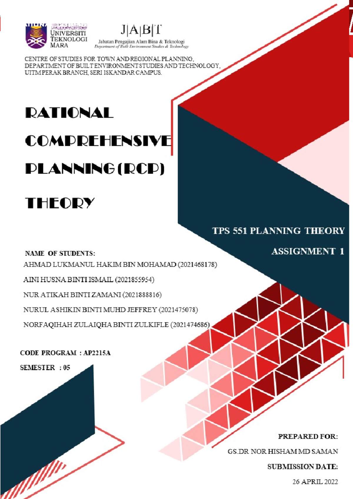 Intro - Takyah tengok - RATIONAL COMPREHENSIVE PLANNING TABLE OF ...