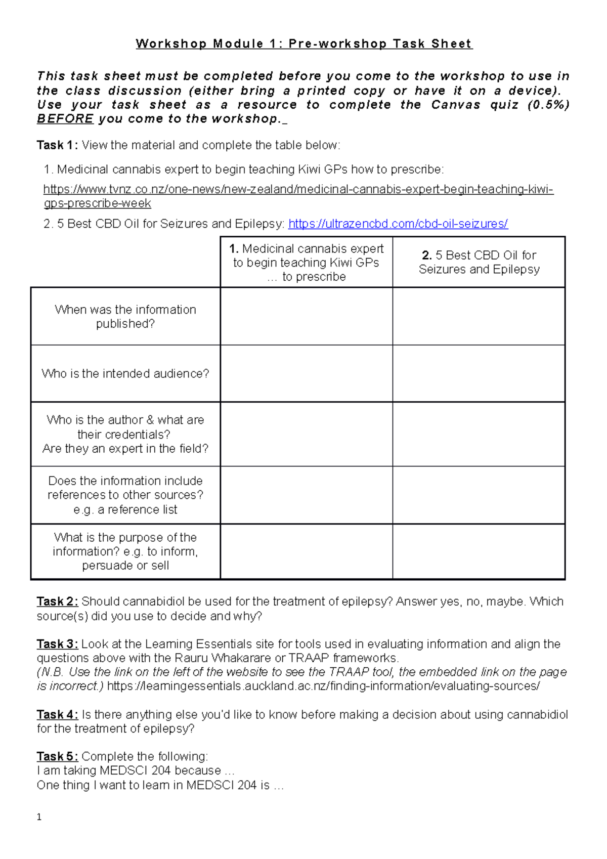 21 MS204C Module 1 Pre-wkshop Task Sheet - Workshop Module 1: Pre ...