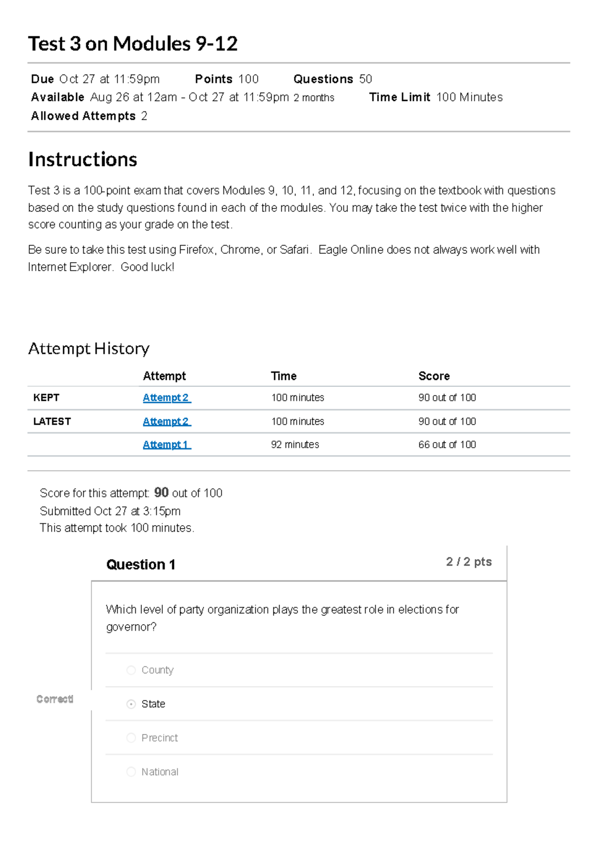 Test 3 on Modules 9-12 Atmpt 2 - Test 3 on Modules 9- Due Oct 27 at 11 ...
