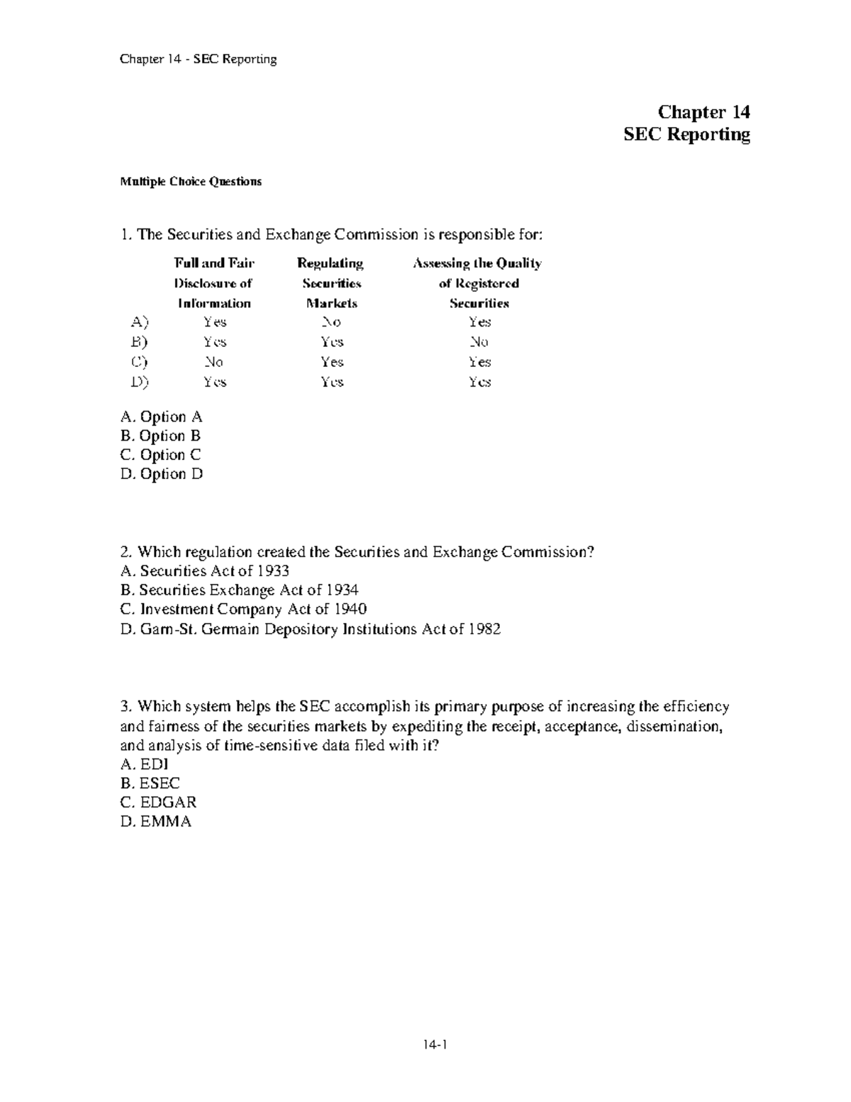 Test Bank Advanced Accounting 8E by Baker 14 chapter - Chapter 14 SEC ...