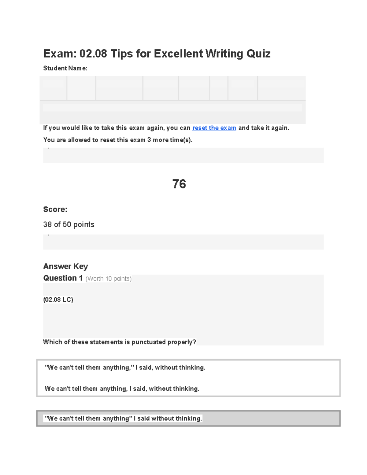 Tips for Excellent Writing Quiz - Exam: 02 Tips for Excellent Writing ...