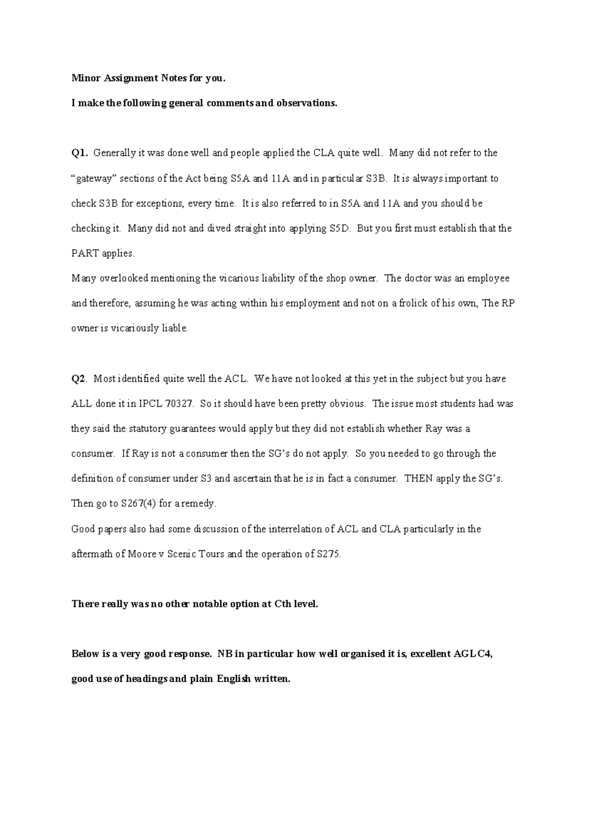 Minor Assignment example answer and notes - Minor Assignment Notes for ...