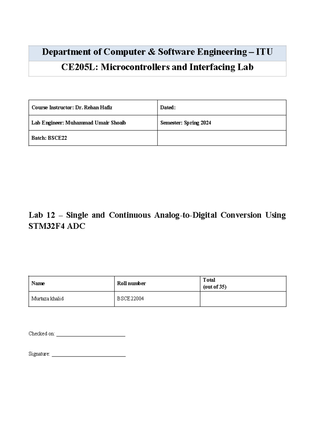 MI CE lab 12 (1) - Copy - this document is about micrcontroller ...