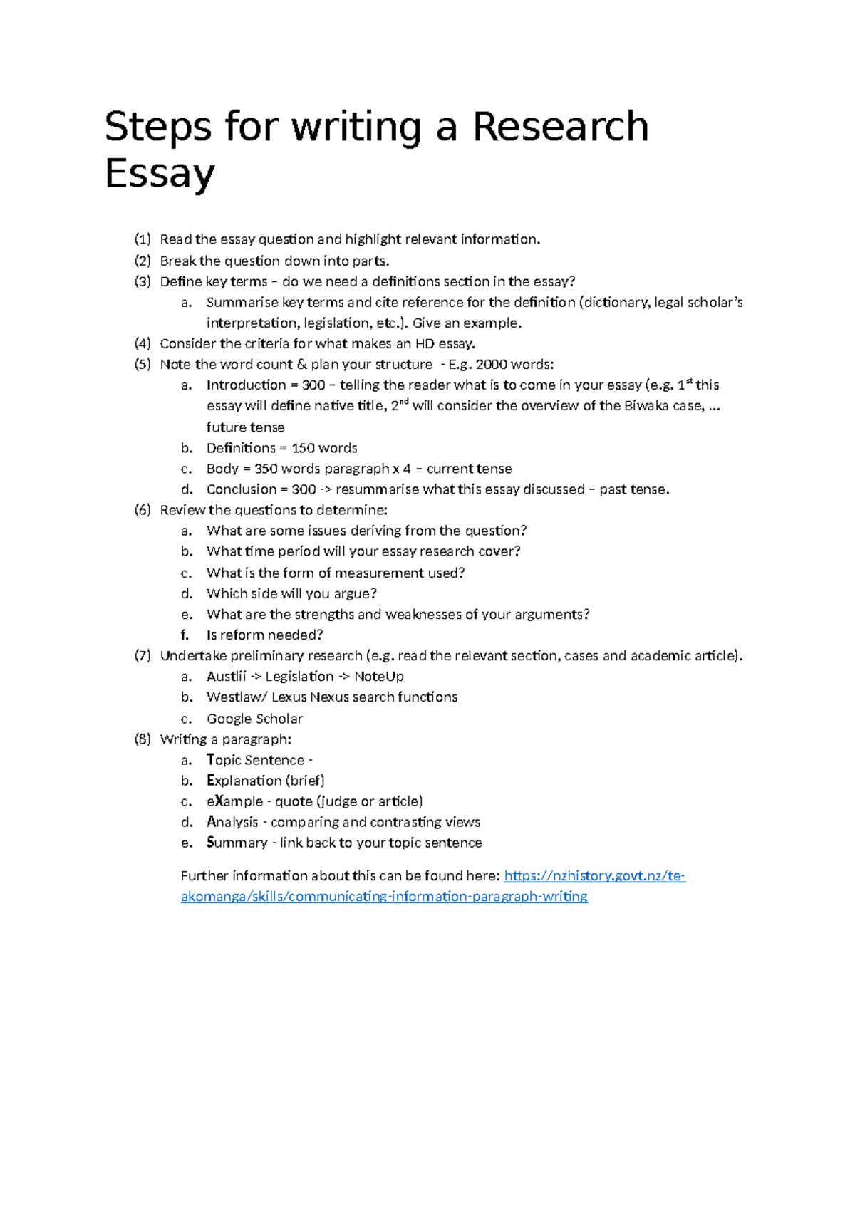 Steps for writing a research essay - Steps for writing a Research Essay ...