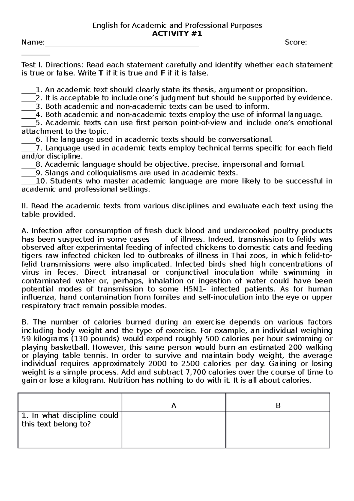EAPP ACT - ASSIGNMENT - English for Academic and Professional Purposes ...