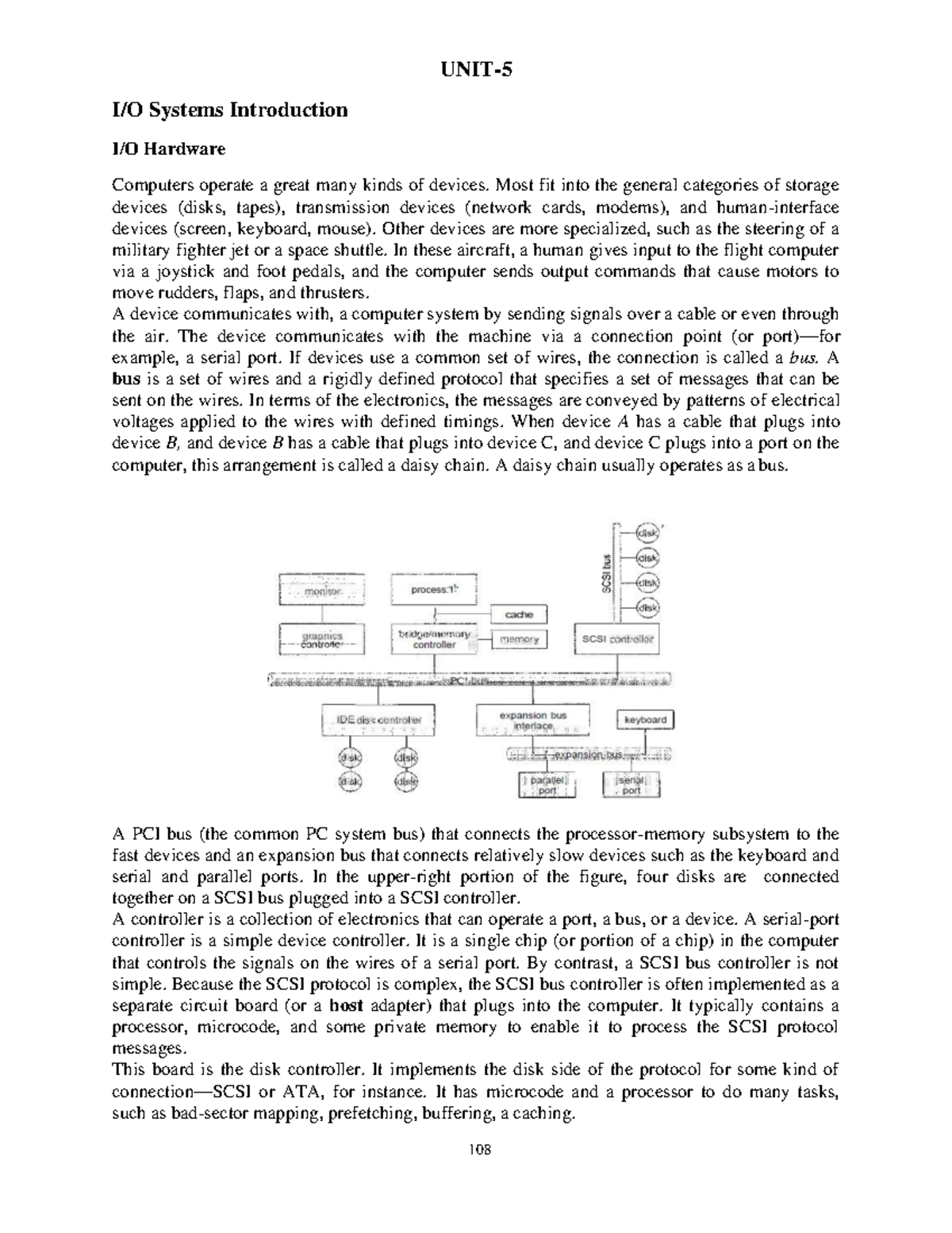 Unit 5 OS notes - UNIT- 5 I/O Systems Introduction I/O Hardware ...